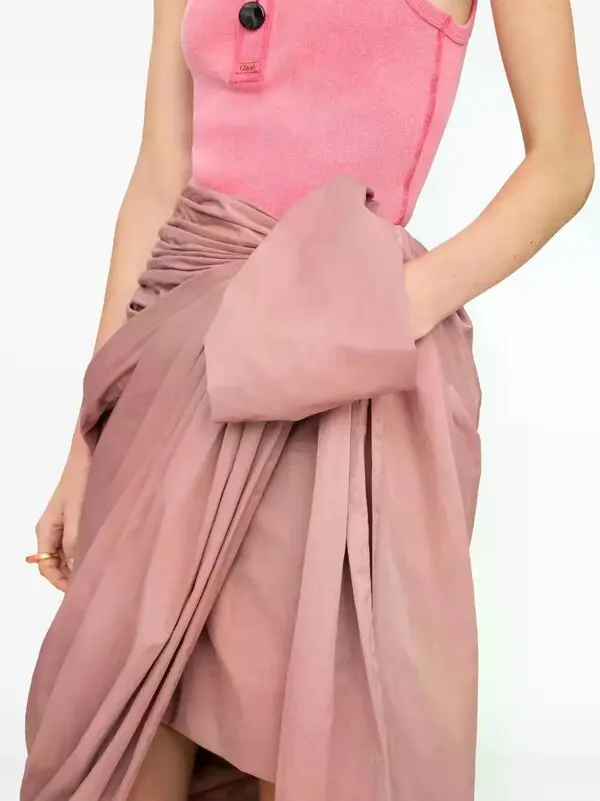 Chloé Draped Wrap-style Midi Skirt - Pink