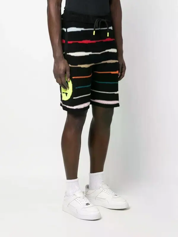 BARROW Intarsia-knit Logo Striped Shorts