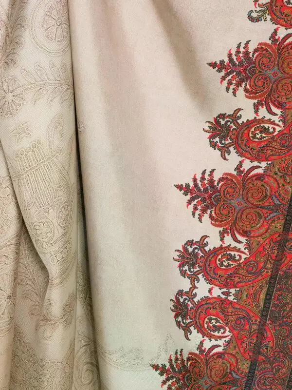 PIERRE-LOUIS MASCIA Paisley-print Fringed Scarf - Neutrals