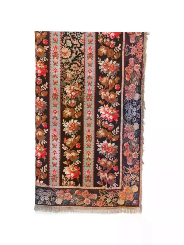 PIERRE-LOUIS MASCIA Floral-print Fringed Scarf - Brown