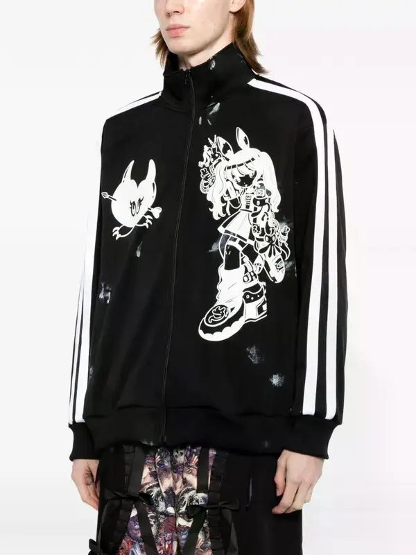 KIDILL Graphic Print Zip Jacket With Stripe Detailing