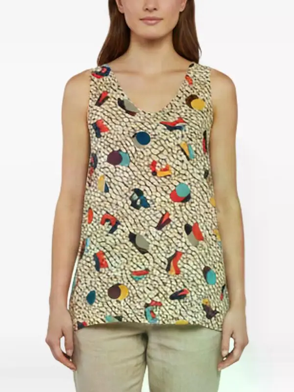 Chloé Abstract Print V-neck Sleeveless Tank Top - Neutrals