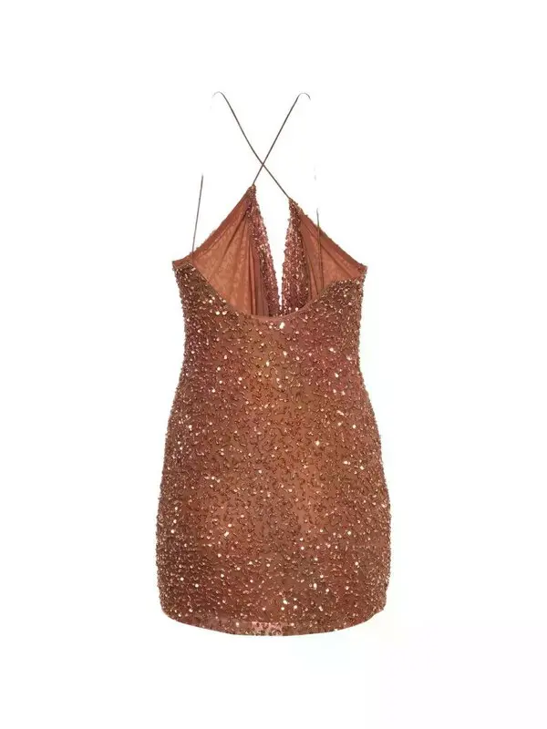 Retrofete Sequin Embellished Mini Dress - Brown