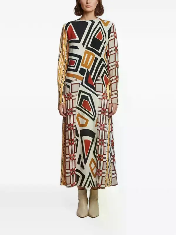 Dsquared2 Printed Long-sleeve Midi Dress - Neutrals