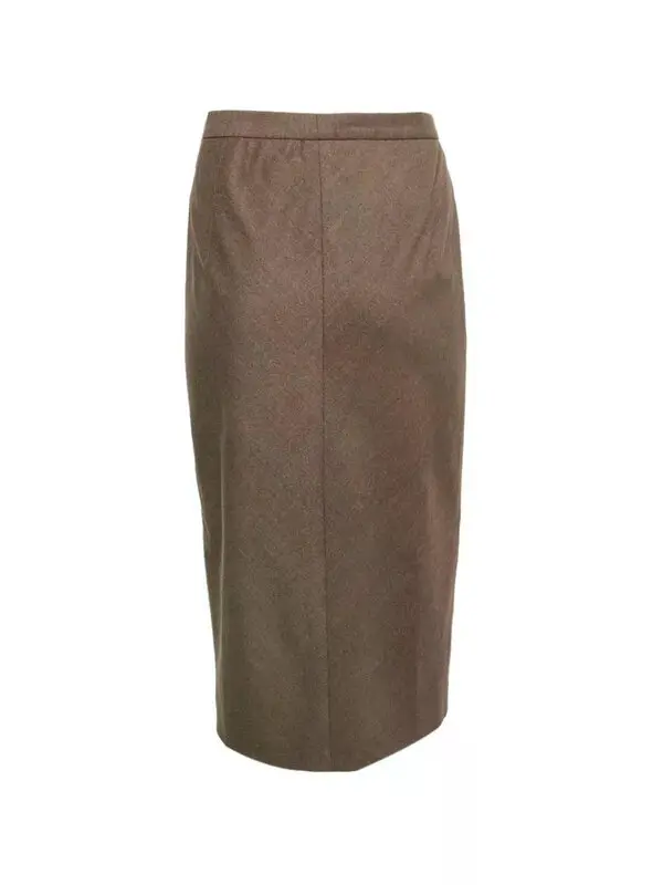 Brunello Cucinelli Diagonal Weave Pencil Midi Skirt