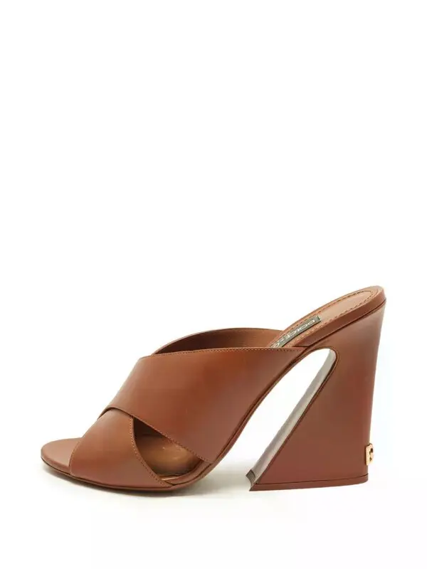 Dolce & Gabbana Keira Crossover Slide Sandals - Brown