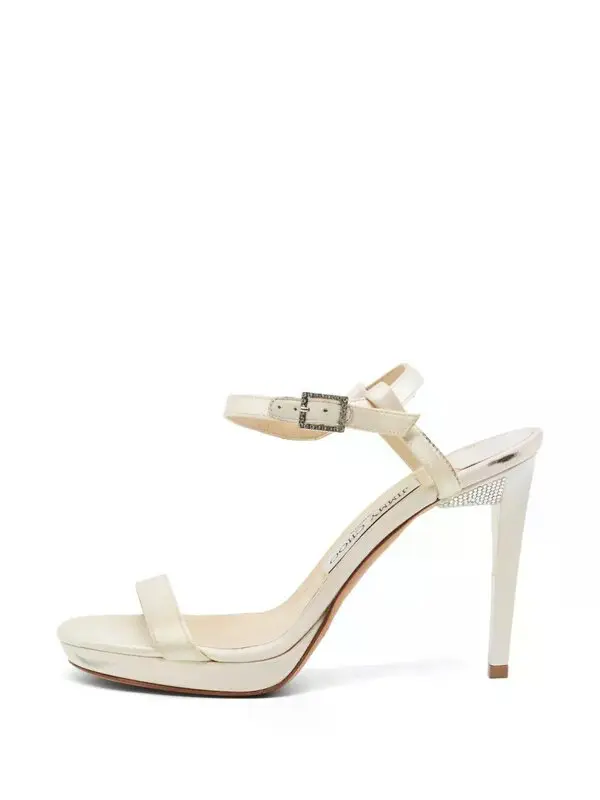 JIMMY CHOO Minny Crystal Embellished Ankle Strap Sandals - Neutrals