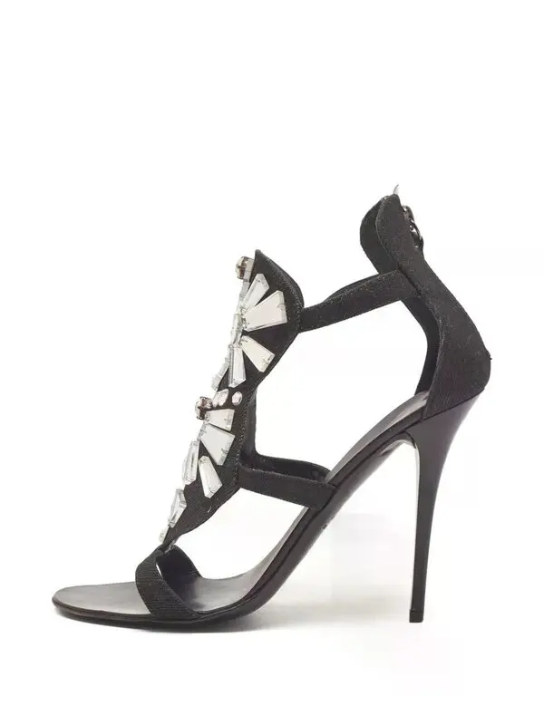 GIUSEPPE ZANOTTI Mirror-embellished Stiletto Sandals - Black