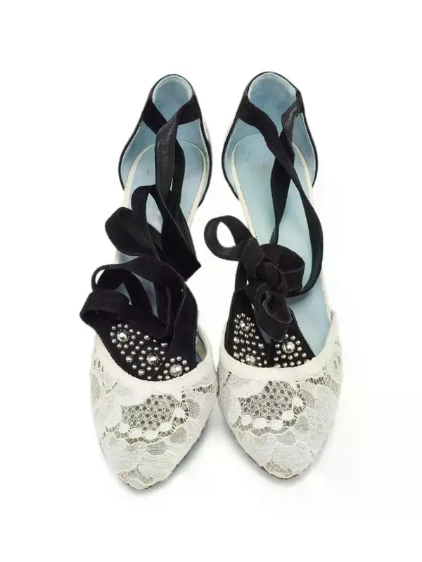 Valentino Garavani Lace Overlay Ankle Tie Pumps