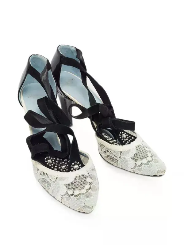 Valentino Garavani Lace Overlay Ankle Tie Pumps