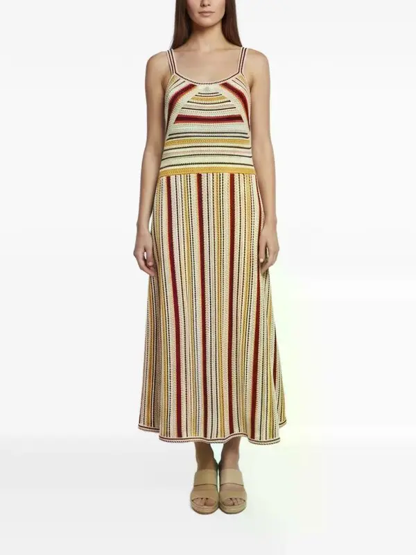 Zimmermann Striped Crochet-knit Midi Dress - Neutrals
