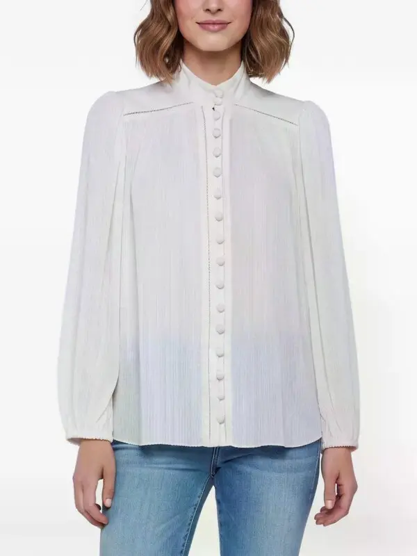 Zimmermann High-neck Long-sleeve Blouse - Neutrals
