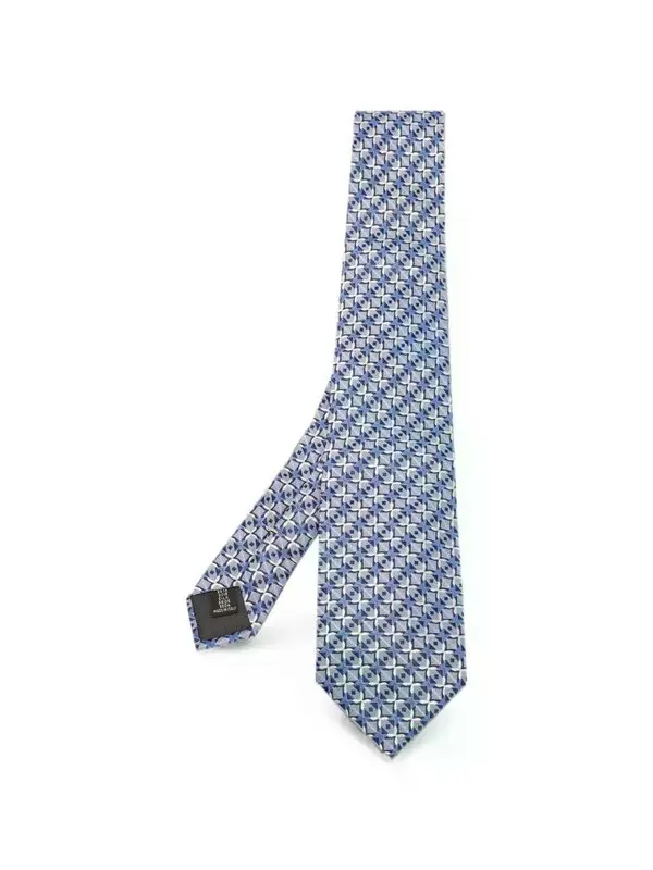 Gianfranco Ferre Silk Geometric Jacquard Neck Tie - Blue