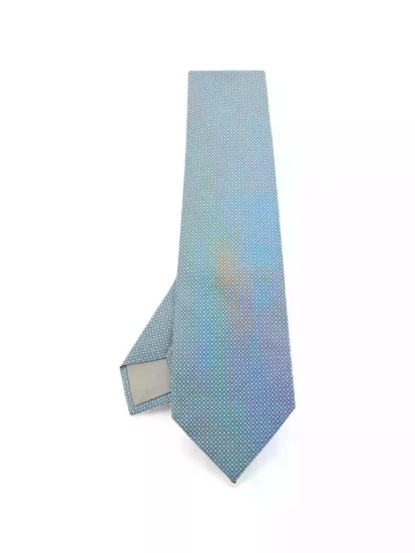 Hermès Geometric-pattern Silk Tie - Blue