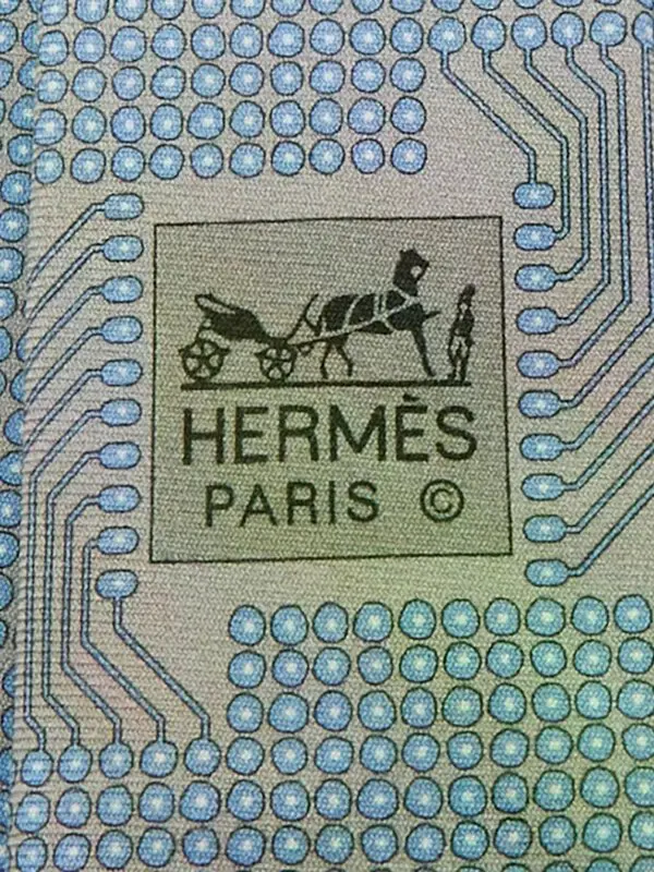 Hermès Geometric Pattern Silk Tie - Blue