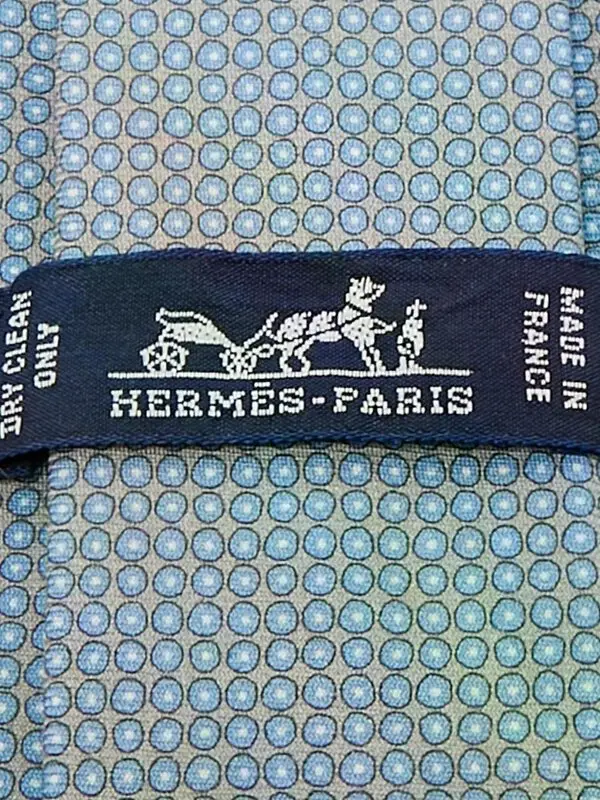 Hermès Geometric Pattern Silk Tie - Blue