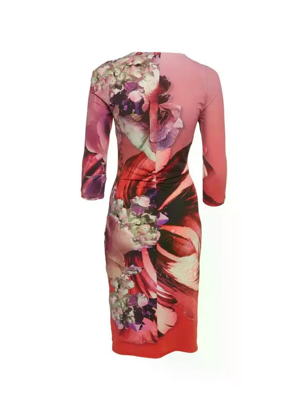 Roberto Cavalli Floral Print V-neck Midi Dress - Pink