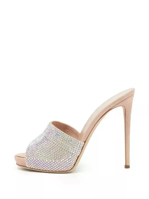GIUSEPPE ZANOTTI Crystal-embellished Slide Heeled Sandals - Pink