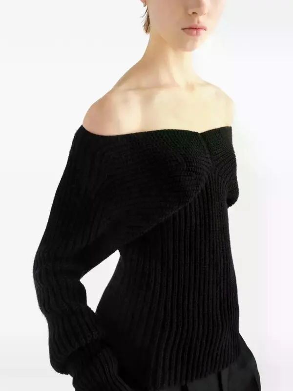 LEMAIRE Off-shoulder Sweater In Worsted Wool
