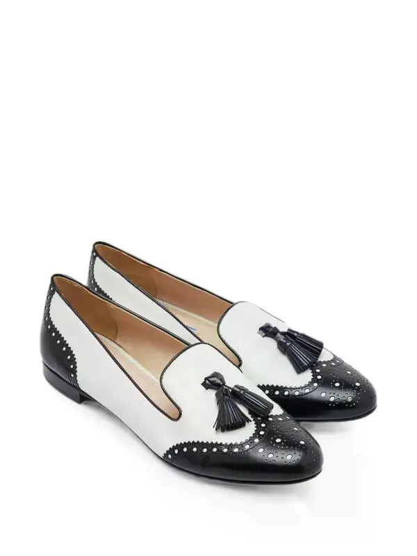 Prada Leather Tassel Detail Loafers