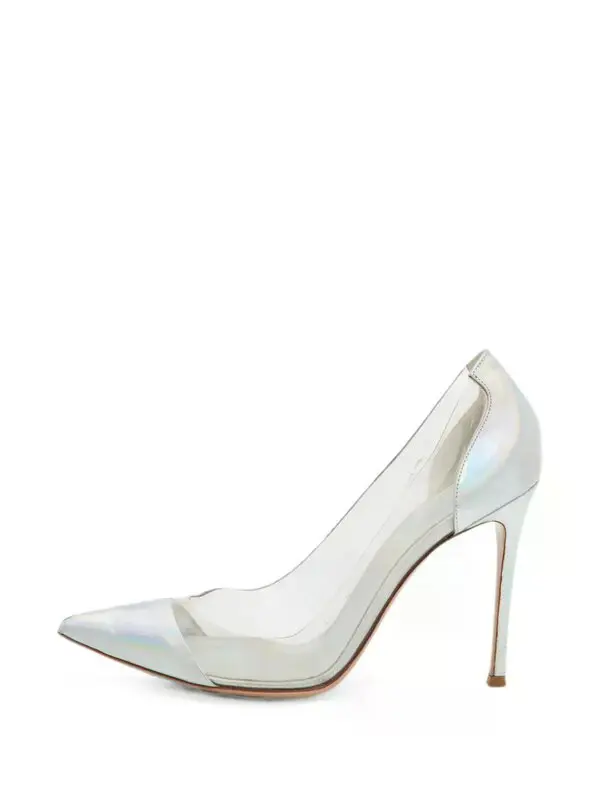 GIANVITO ROSSI Plexi Holographic Stiletto Pumps - Silver