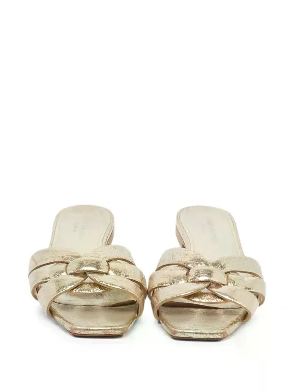 Saint Laurent Tribute Flat Sandals - Gold