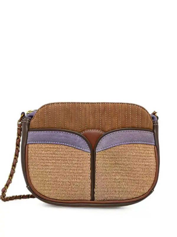 SESSUN Devine Woven-panel Leather Shoulder Bag