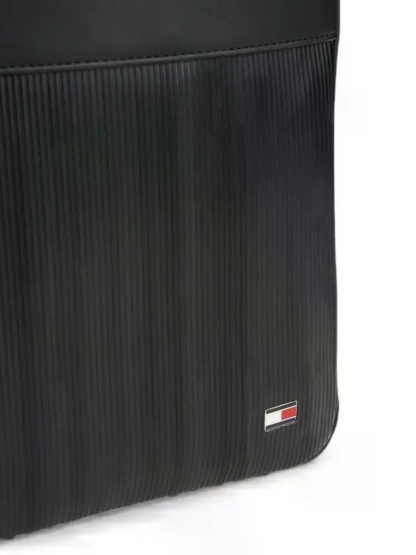 Tommy Hilfiger Logo Patch Ribbed Messenger Bag - Black