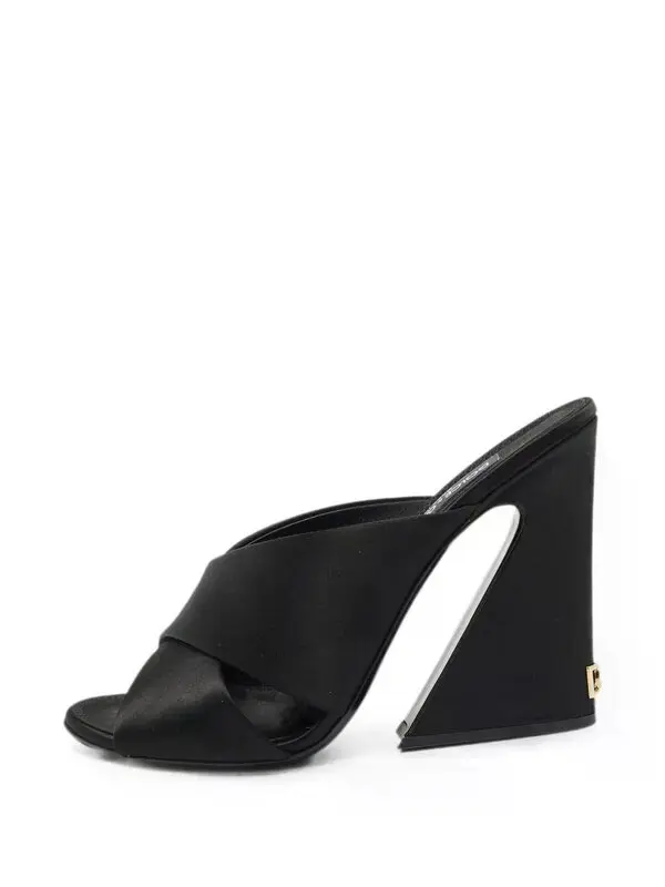 Dolce & Gabbana Satin Criss-cross Block Heel Sandals - Black