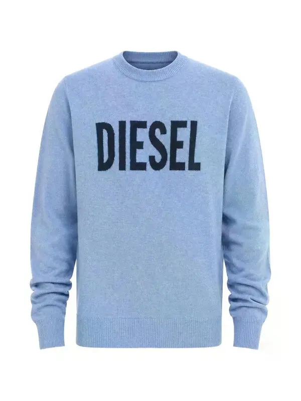DIESEL® Jacquard Logo Heavy-weight Knit Sweater - Blue