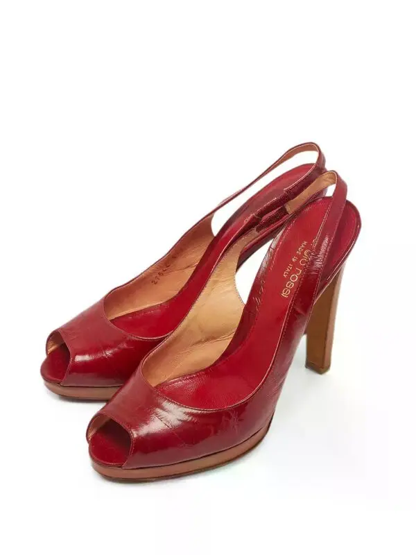 SERGIO ROSSI Eel Leather Peep-toe Slingback Pumps