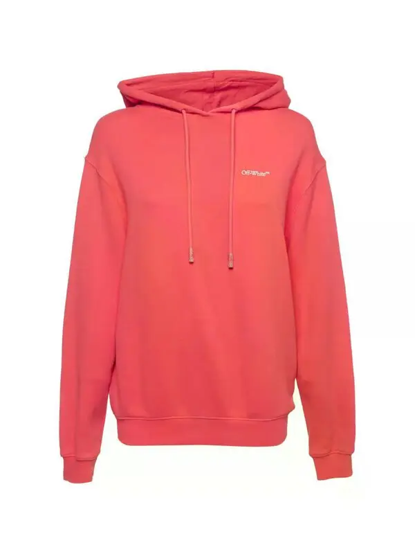 Off-White Cotton Hoodie With Logo Detail - Red