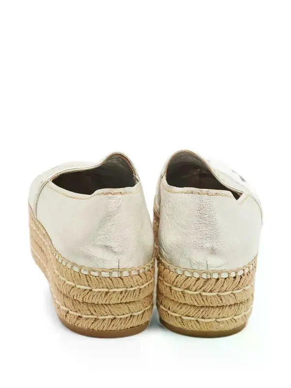 Prada Metallic Leather Platform Espadrilles