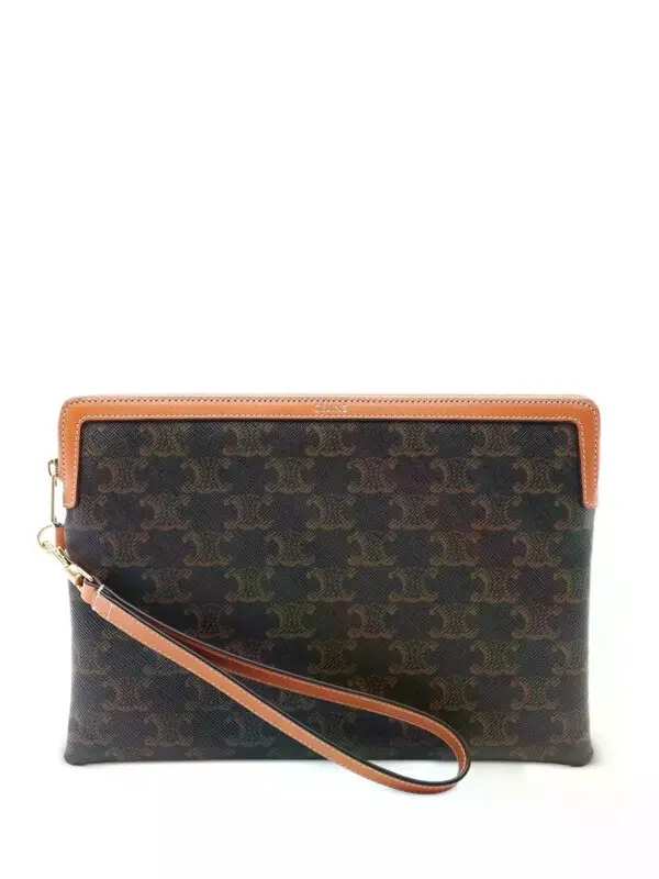Celine Triomphe Pattern Clutch Bag - Black