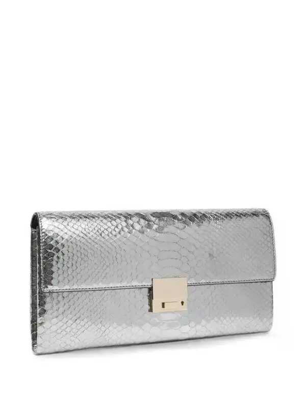 TOM FORD Python-effect Push-lock Clutch Bag - Silver