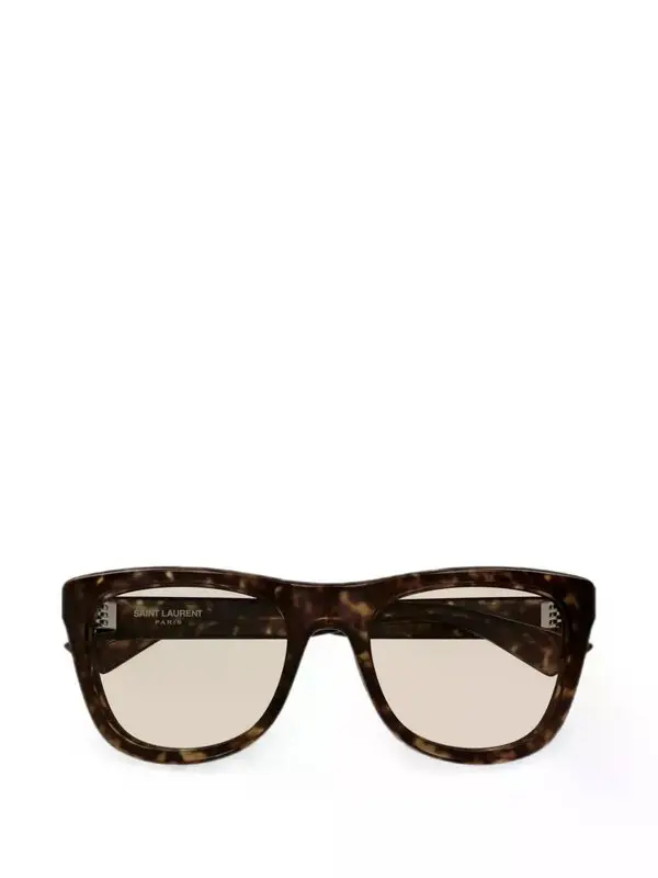 Saint Laurent Tortoiseshell Effect Square Frame Sunglasses