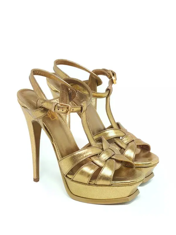 Saint Laurent Tribute Leather Platform Sandals
