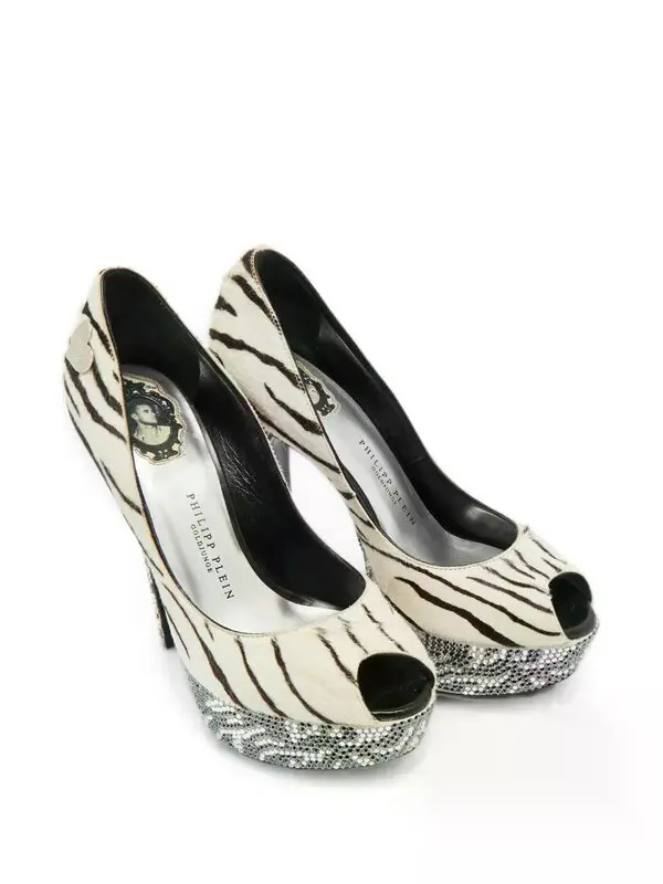 Philipp Plein Crystal-embellished Platform Heeled Pumps