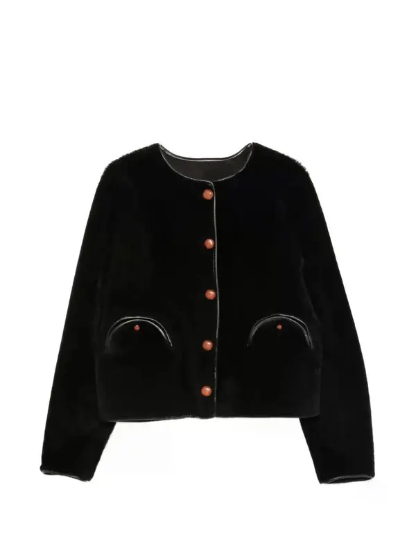 BLAZÉ MILANO Shearling Jacket With Leather Trim - Black
