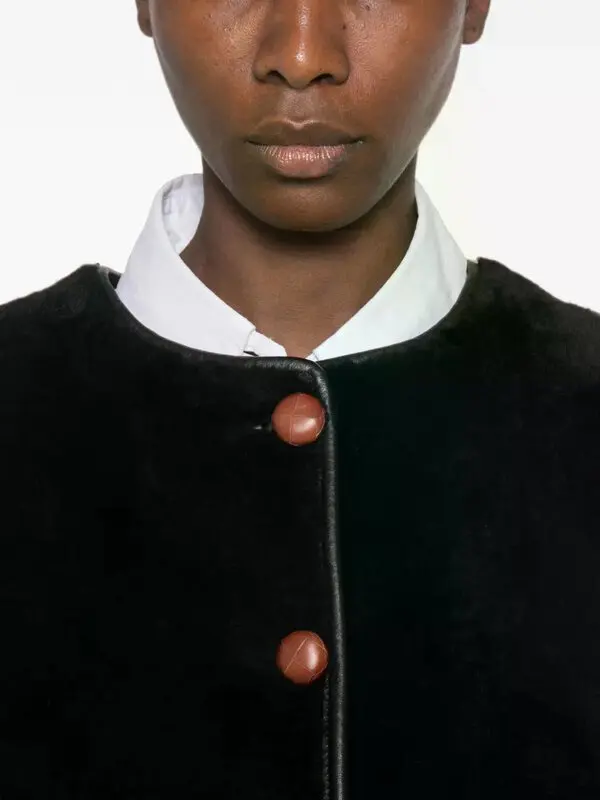 BLAZÉ MILANO Shearling Jacket With Leather Trim - Black
