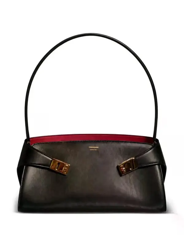 FERRAGAMO Buckle Detail Leather Shoulder Bag - Black