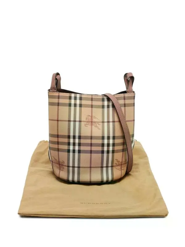 Burberry Haymarket Check Leather Trim Bucket Bag