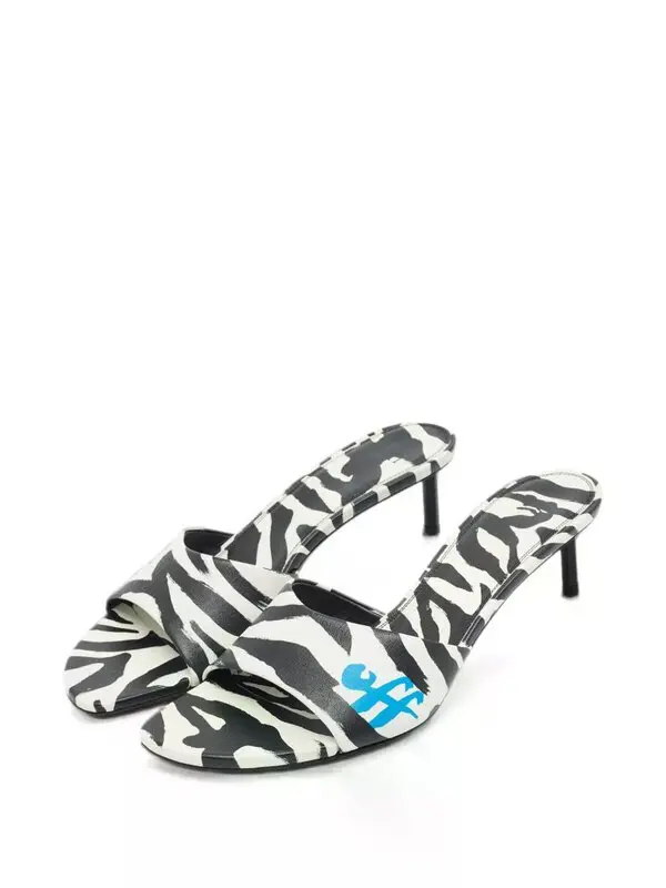 Off-White Allen Zebra-print Leather Heeled Sandals - White