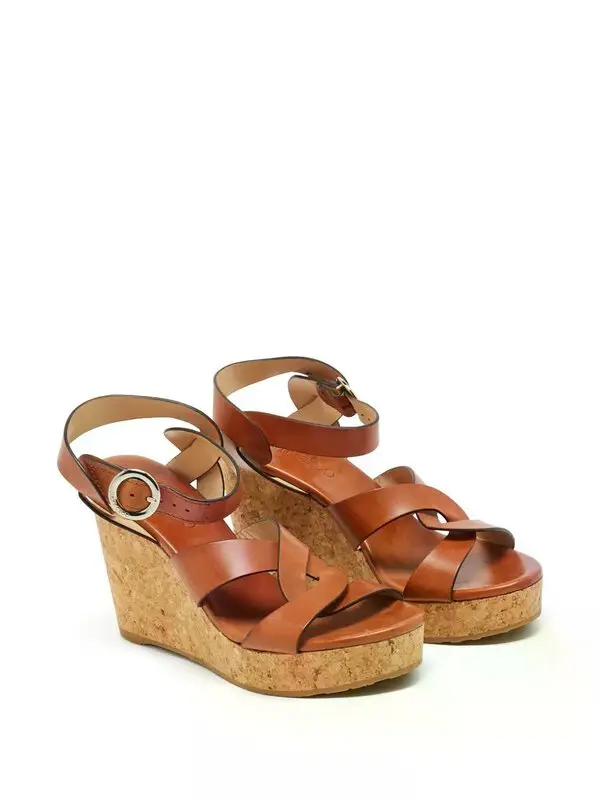 JIMMY CHOO Aleili Leather Wedge Sandals