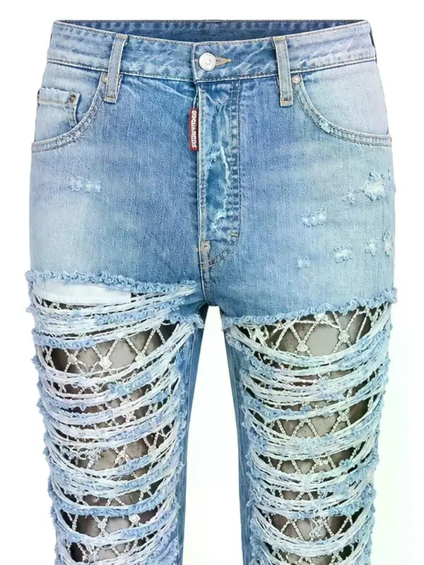 Dsquared2 642 Super-destroyed Rhinestone-embellished Jeans - Blue