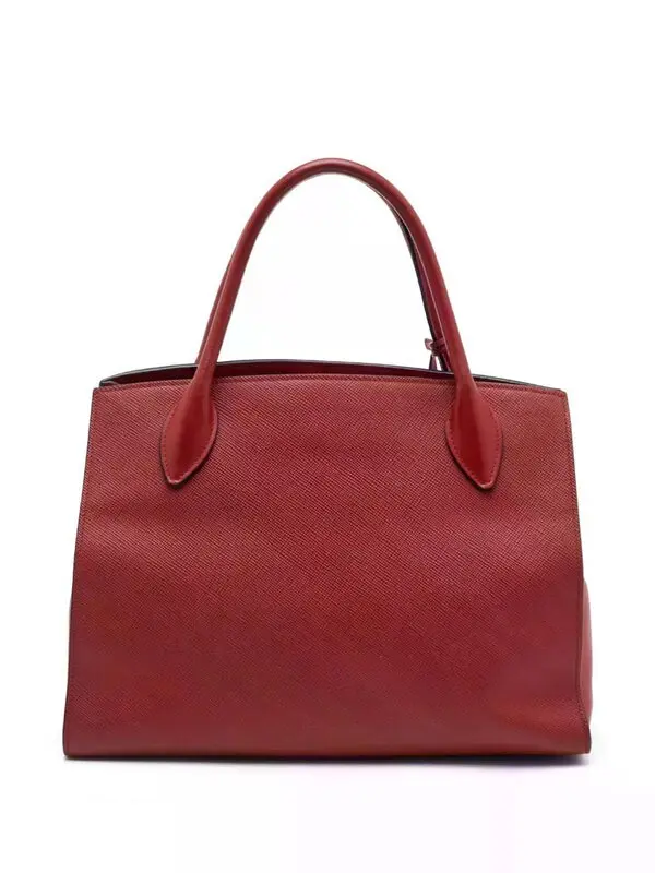 Prada Monochrome Leather Tote Bag - Red