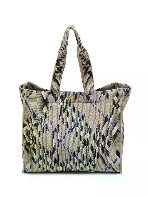 Burberry Check Knitted Tote Bag - Neutrals