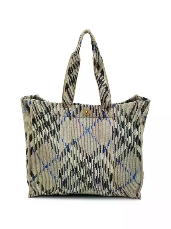 Burberry Check Knitted Tote Bag - Neutrals