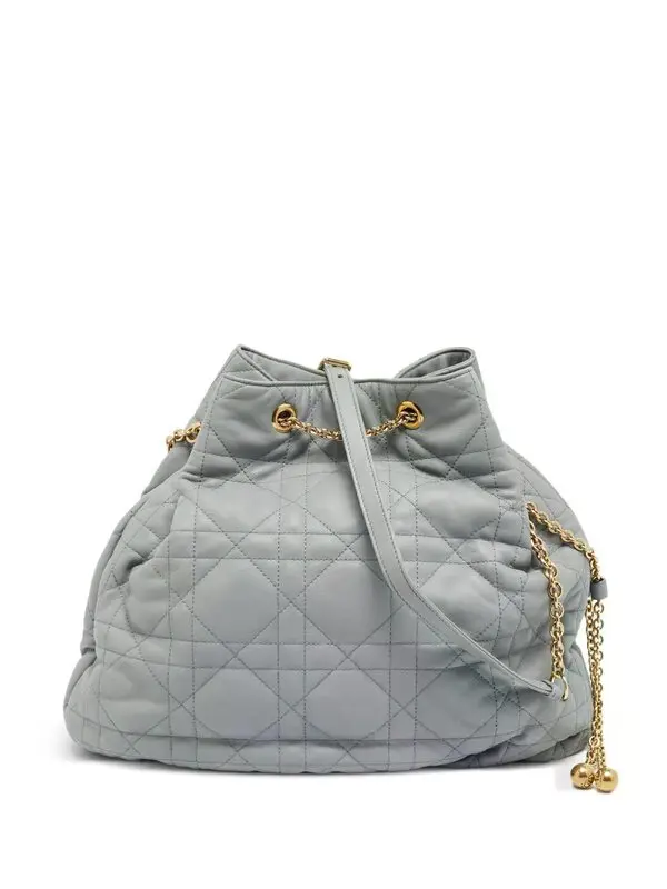 Dior Large Macrocannage Leather Bucket Bag - Grey