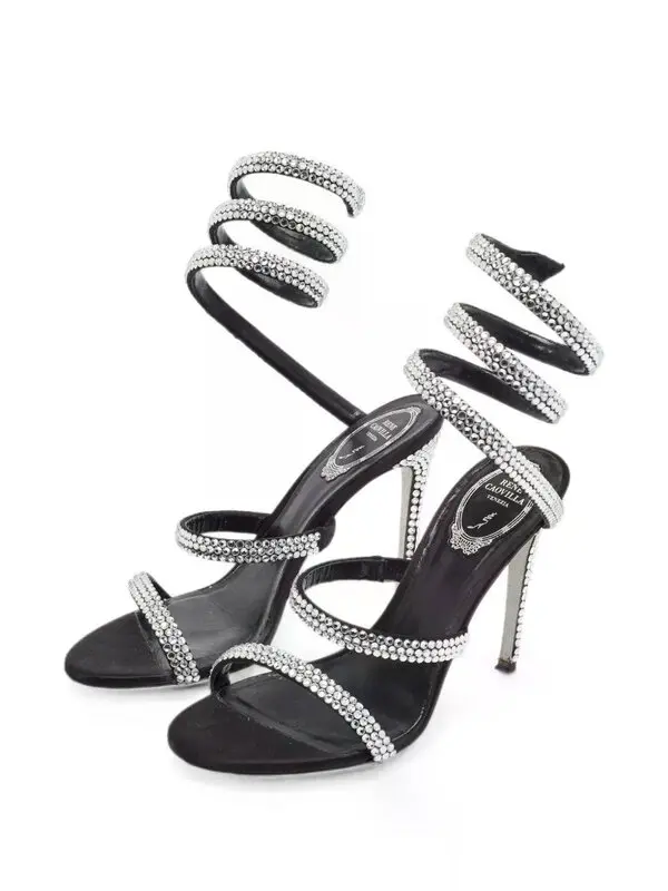 Rene Caovilla Cleo Satin Embellished Stiletto Sandals